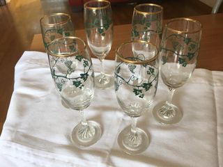 servizio di 6 bicchieri calici flut dipinti a mano