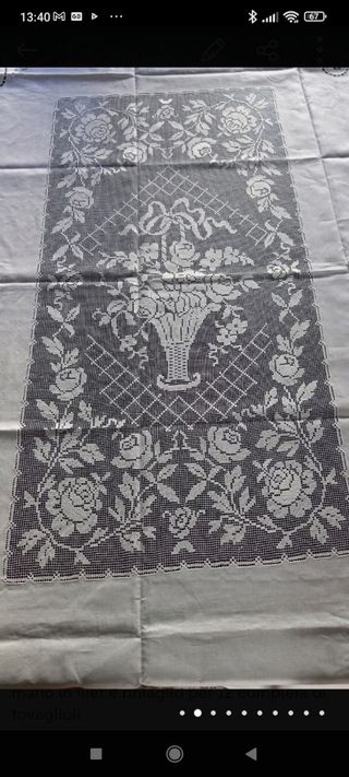 Tovaglia in lino e filet x12