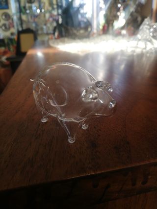 maialino in vetro soffiato vintage 