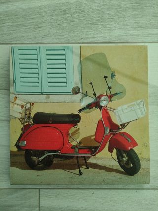 Quadro vespa rossa e azzurra 