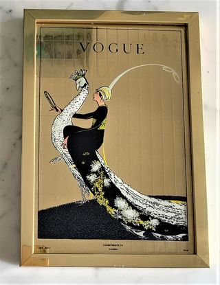 Specchio decorativo vintage Vogue cornice metallo