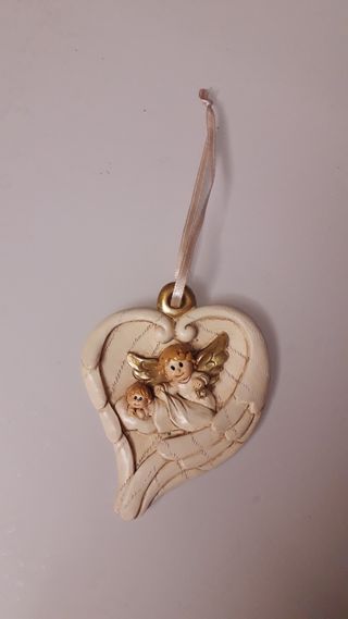 Appendialbero natale cuore angioletto ceramica