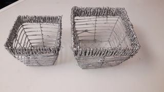 2 cestini in ferro leggero argento natale confezio