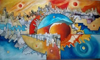 quadro città astratto