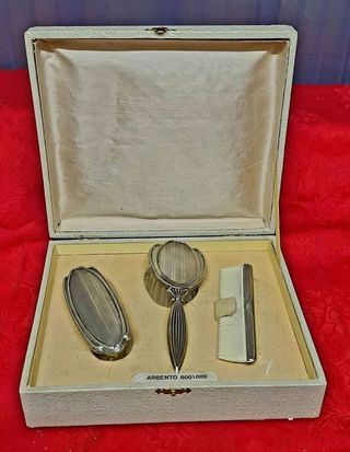 Antico set da toilette in argento 800/1000 