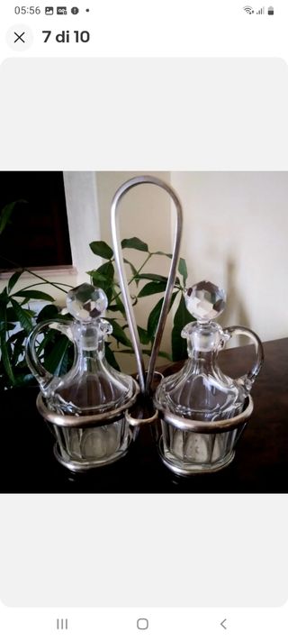 set Bottiglie olio aceto Cristallo Antico punzonat
