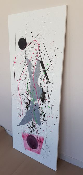 Dipinto lavoro acrilico su tela astratto 120x40 cm