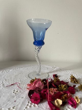 Portacandele vetro blu 