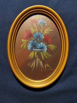 Quadretto vintage ovale con fiori
