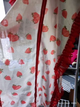 2 tende da cucina lunghe con stampa di fragole 