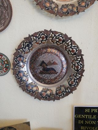 piatto decorativo rame egiziano vintage cm. 40 