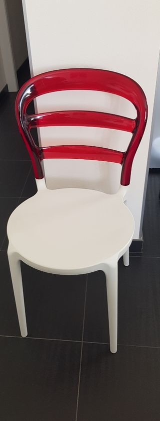 set 4 sedie polipropilene bianco eschienale rosso