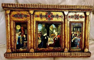 Meraviglioso trittico quadro pala d'altare 60,5x38