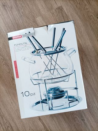 Set fonduta in vetro e acciaio inox