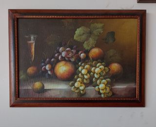 Quadro su tela in cornice noce scuro