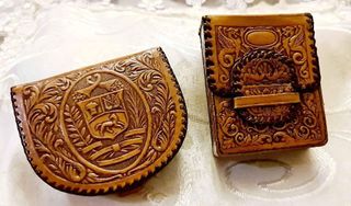 Custodia per sigarette in pelle/cuoio+portamonete