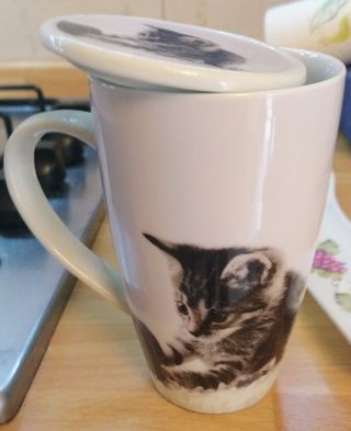 tazza stampa Gatto con coperchio