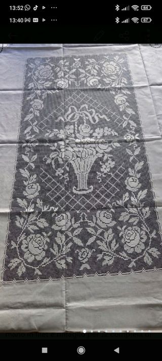 Tovaglia lino,in filet x12