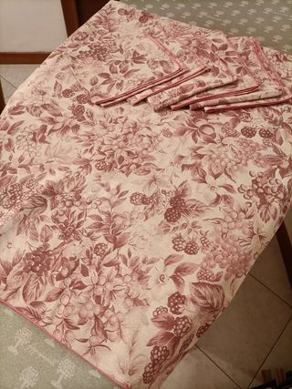 Tovaglia vintage rettangolare da 8 e 8 tovaglioli