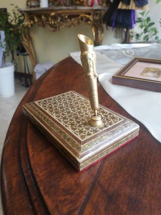 porta penna vintage legno intarsiato