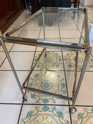 Carrello in vetro e argento