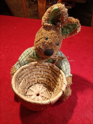 cestino in vimini con coniglio cm 26