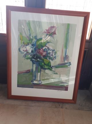 Quadro con cornice in  legno ciliegio