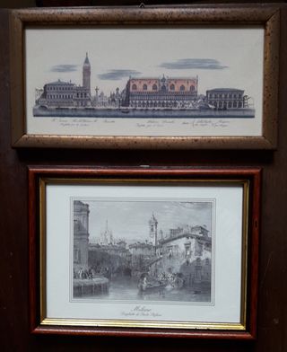 Due quadretti, cornice legno, stampe storiche 