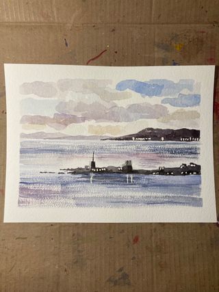 Acquerello mare notturno