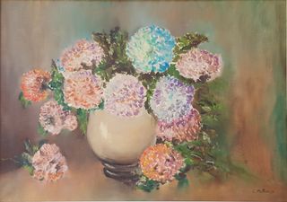 Grande Dipinto Natura morta di ortensie 