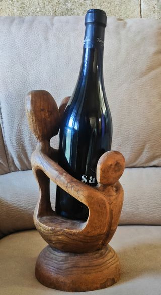 Scultura in Legno "Famiglia" Portabottiglia