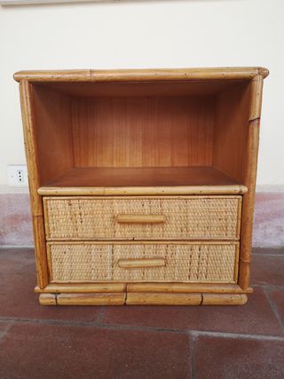 Comodino in rattan bambù anni 70