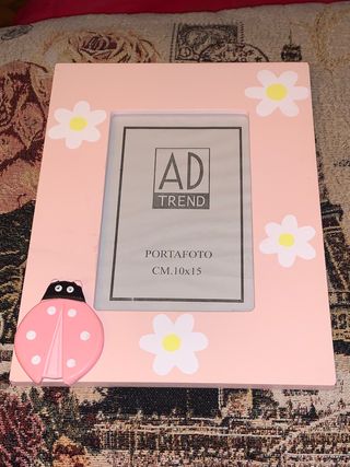 Cornice Porta foto rosa con coccinella 