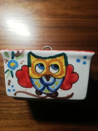 portaoggetti in ceramica dipinta civetta / gufo