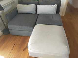 divano letto,due contenitori,pouf, sfoderabile.