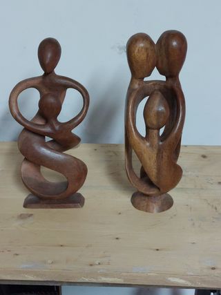 Coppia sculture in legno 