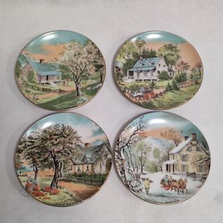 Lotto di 4 piattini stampati ceramica giapponese l
