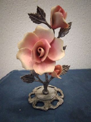 Soprammobile ceramica e ferro battuto