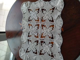 centrino rettangolare all'uncinetto vintage ecrù 