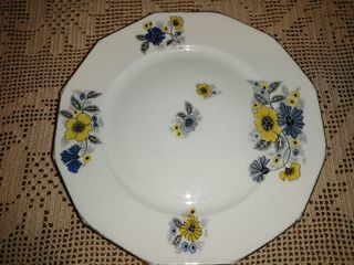 Alzatina bassa Limoges fiori gialli/blue 
