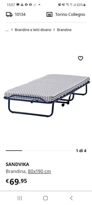 brandina letto singolo pieghevole. 