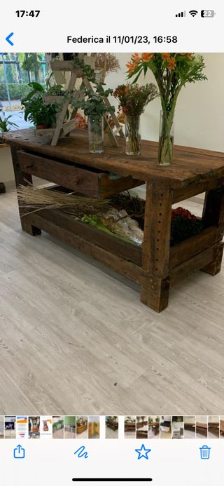 Tavolo da falegname ristrutturato.