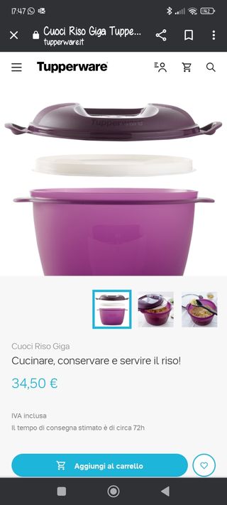 cuociriso tapperware 