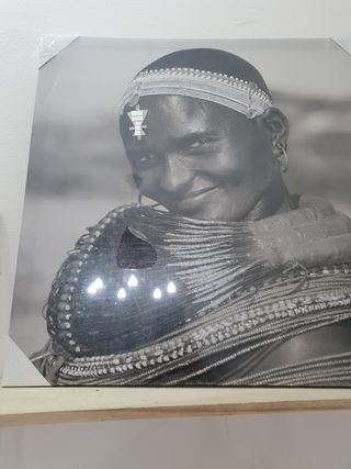 quadro donna africana nero e argento