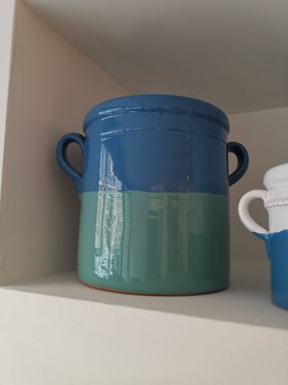 Capasa ceramica artigianale pugliese h22 d20 verde