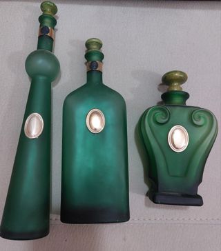 3 bottiglie da ornamento 