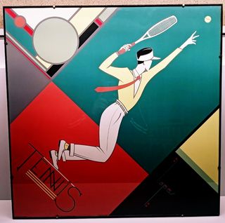 Poster vintage di Charles Lepas Tennis con cornice