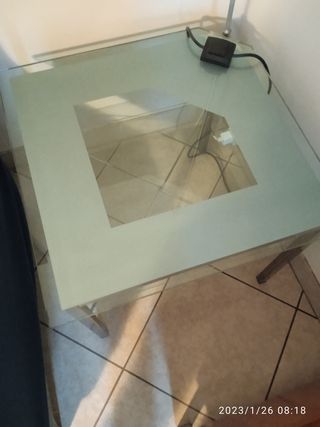 Tavolino basso soggiorno vetro e acciaio