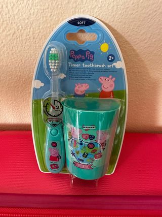 bicchiere e spazzolino per bambini di peppa pig