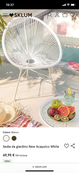 Sedia New Acapulco colore bianco panna